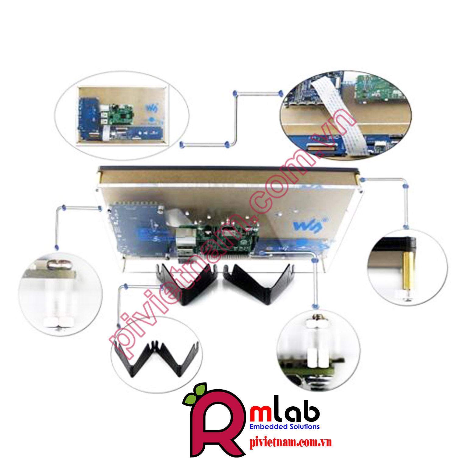 Màn hình LCD 10.1inch HDMI (H) (with case), 1024x600, cảm ứng điện dung Waveshare